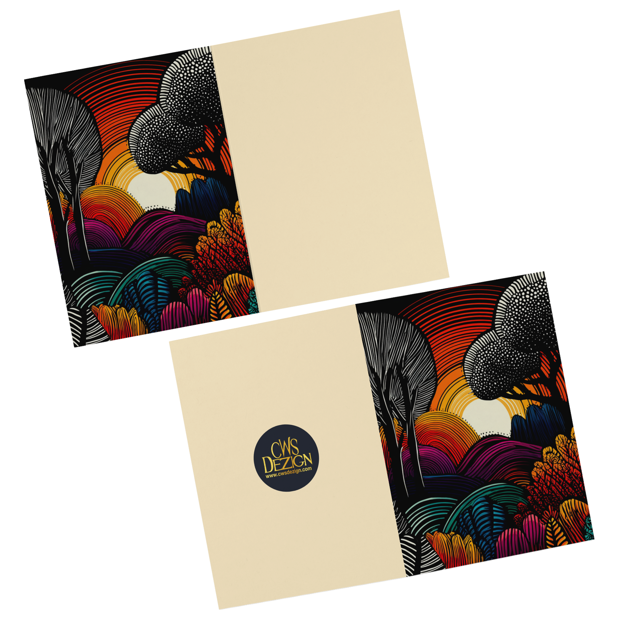 Radiant Afro Sunset Greeting Card – Afrocentric Abstract Art Card for ...